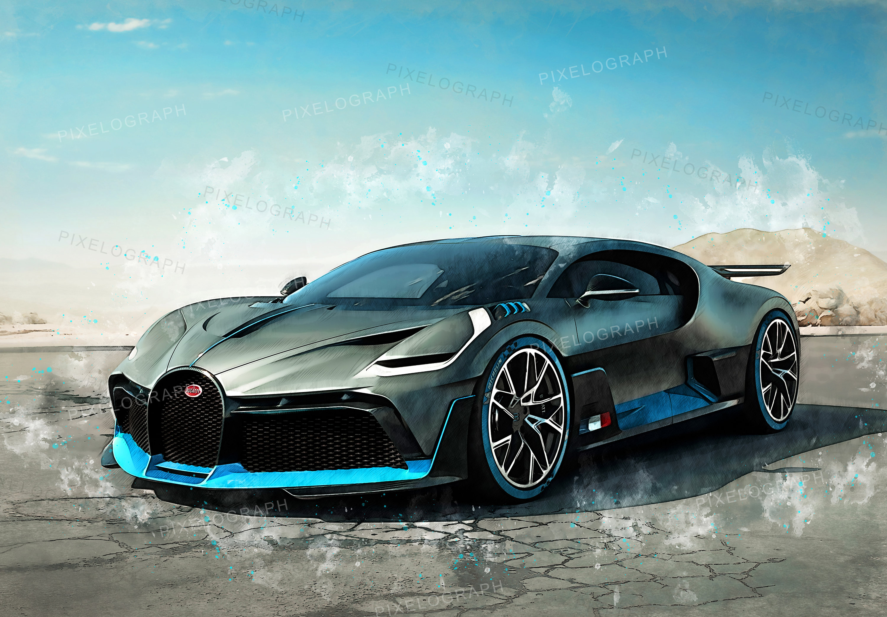 Bugatti Print, Divo - Bugatti Art, Bugatti Poster, Bugatti Sketch Art ...