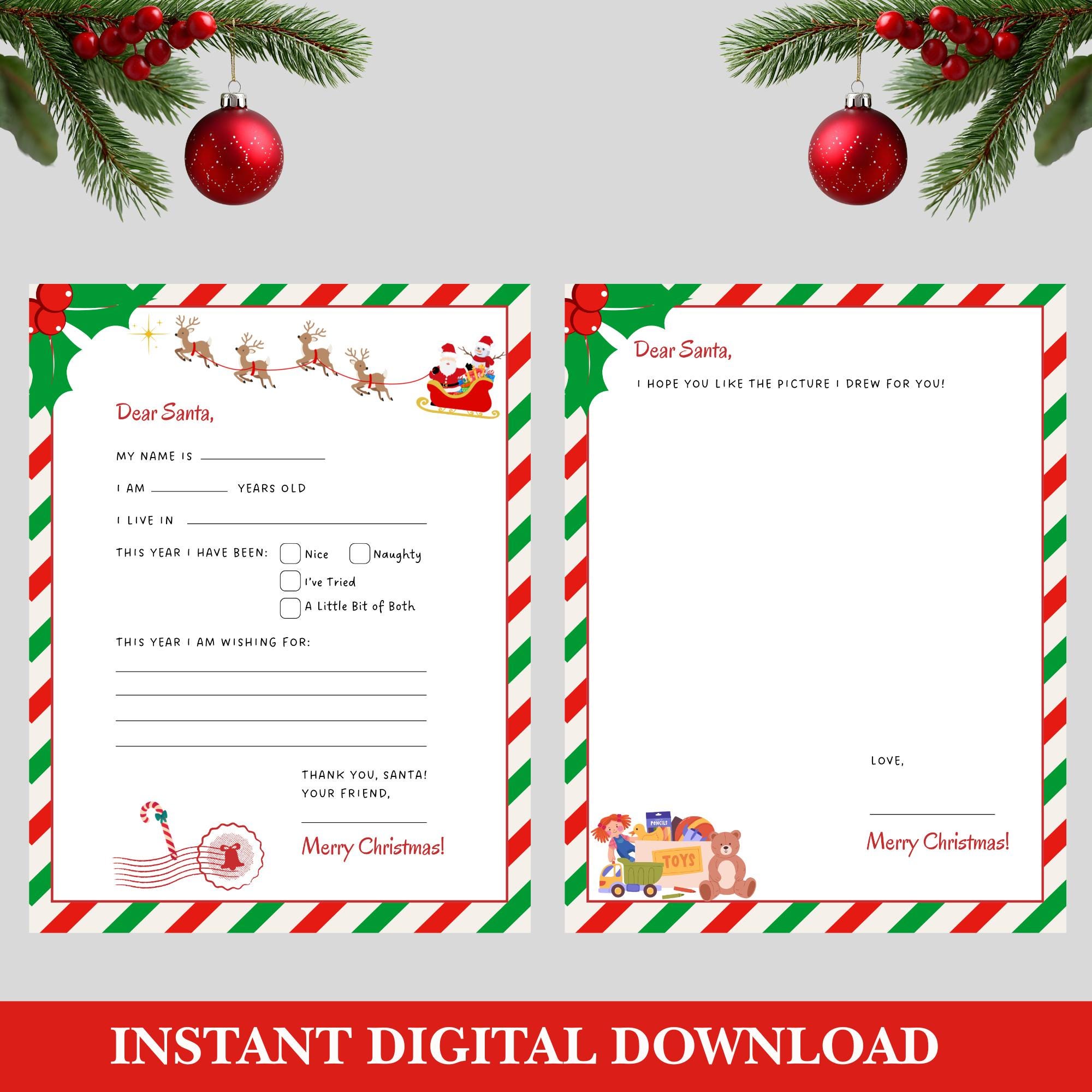 Printable Santa Letter for Kids – Caucasian Santa | Dear Santa Letter ...