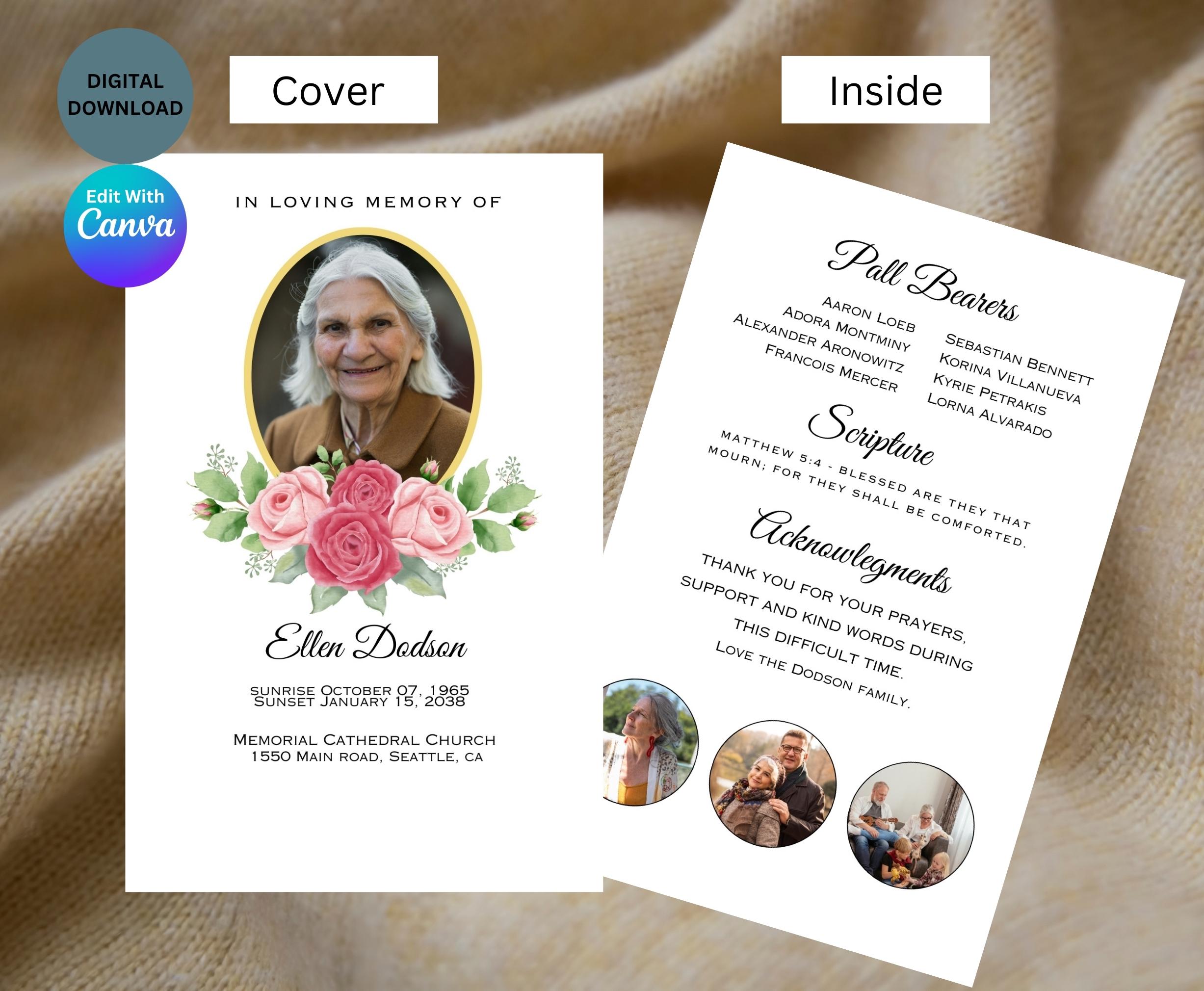 Celebration of Life, Obituary Template, Funeral Program, Memorial ...