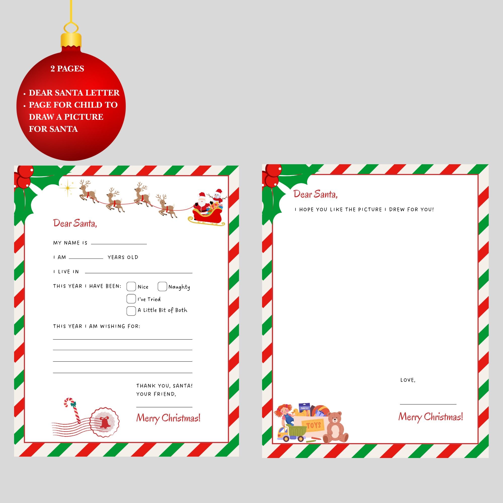 Printable Santa Letter for Kids – Caucasian Santa | Dear Santa Letter ...