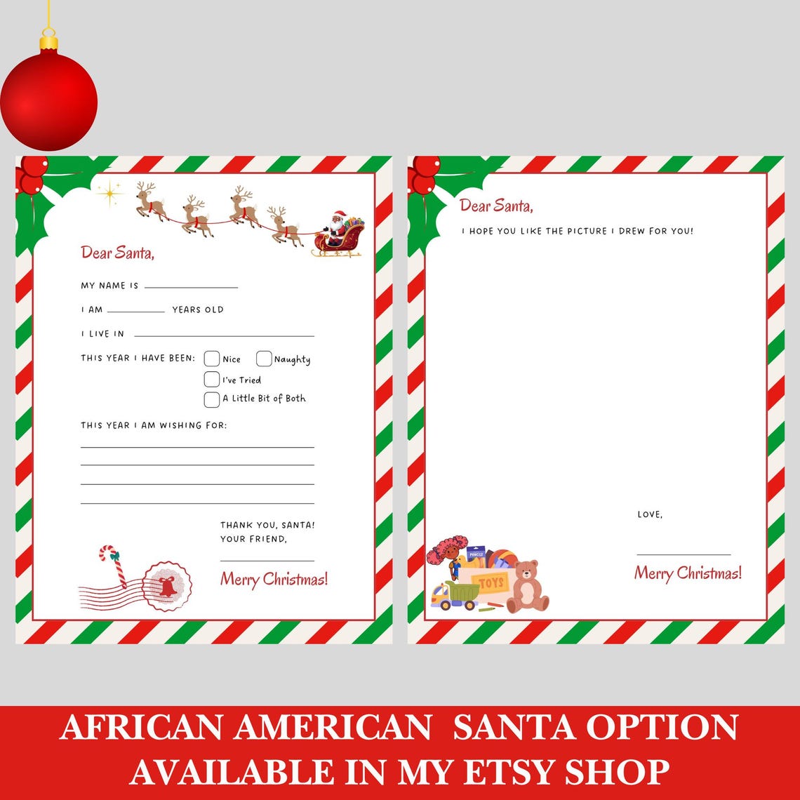 Printable Santa Letter for Kids – Caucasian Santa | Dear Santa Letter ...