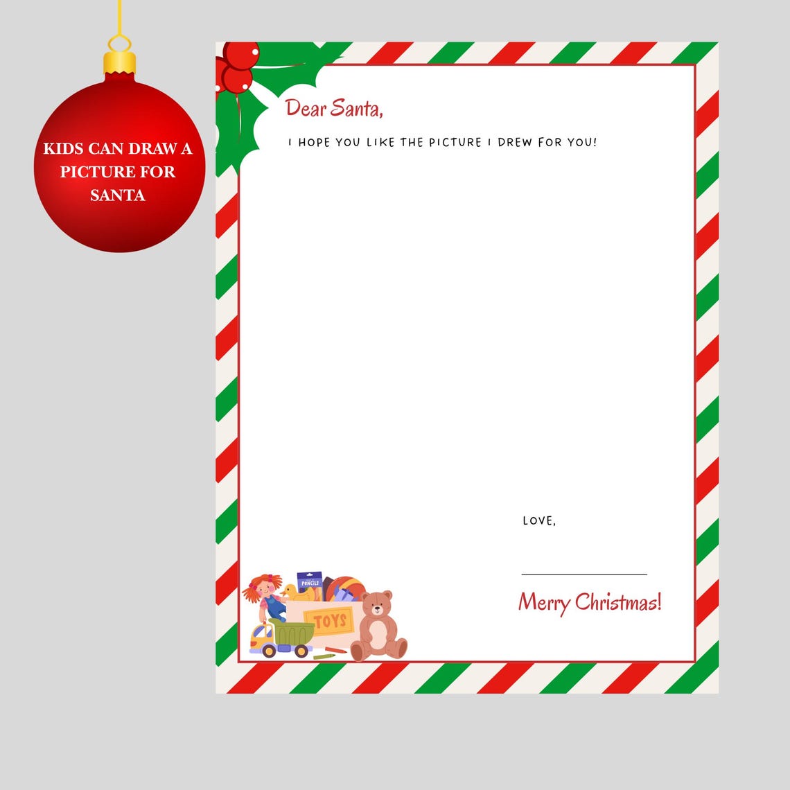 Printable Santa Letter for Kids – Caucasian Santa | Dear Santa Letter ...