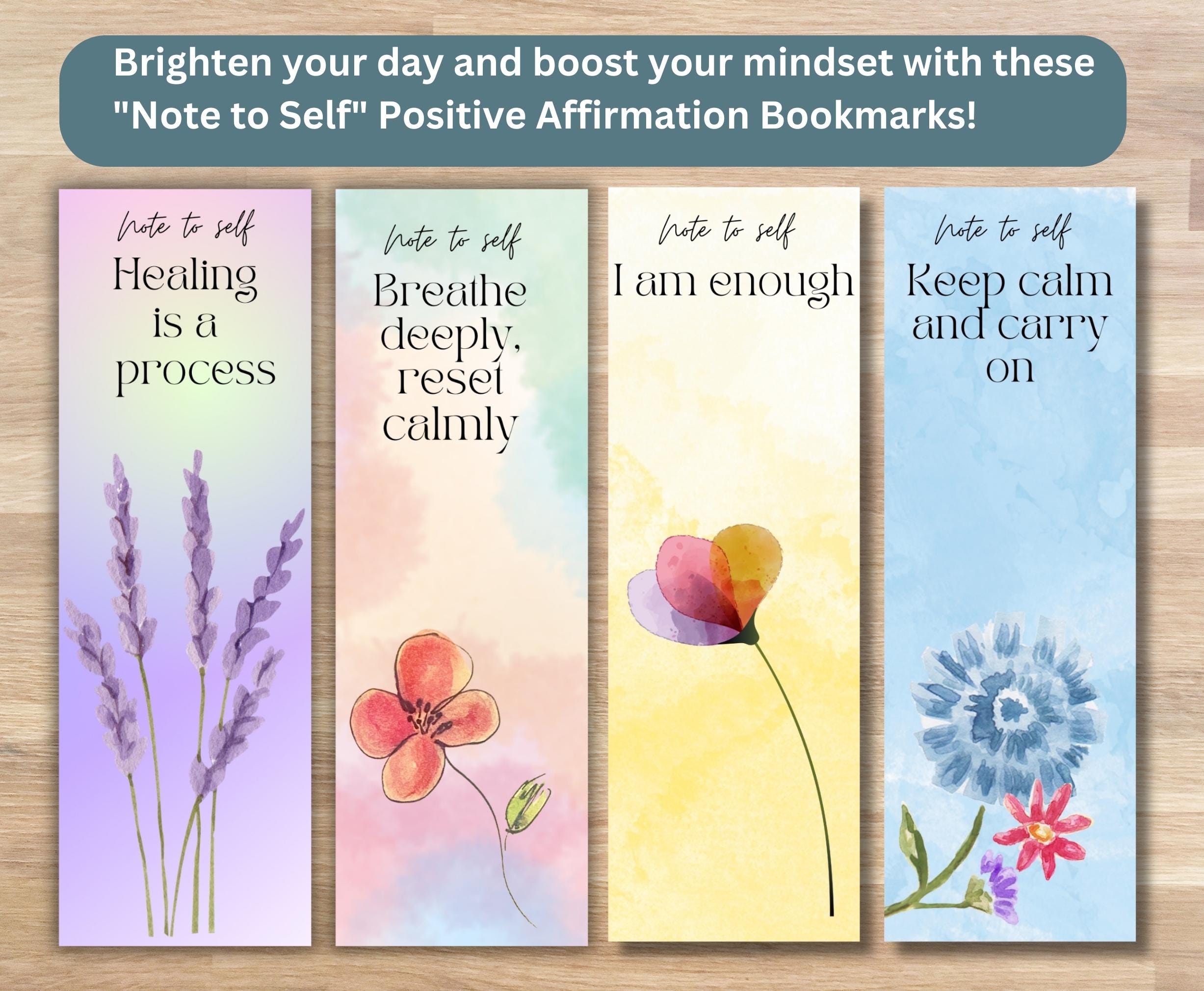 Note to Self, Positive Affirmation Bookmarks – Inspiring and ...