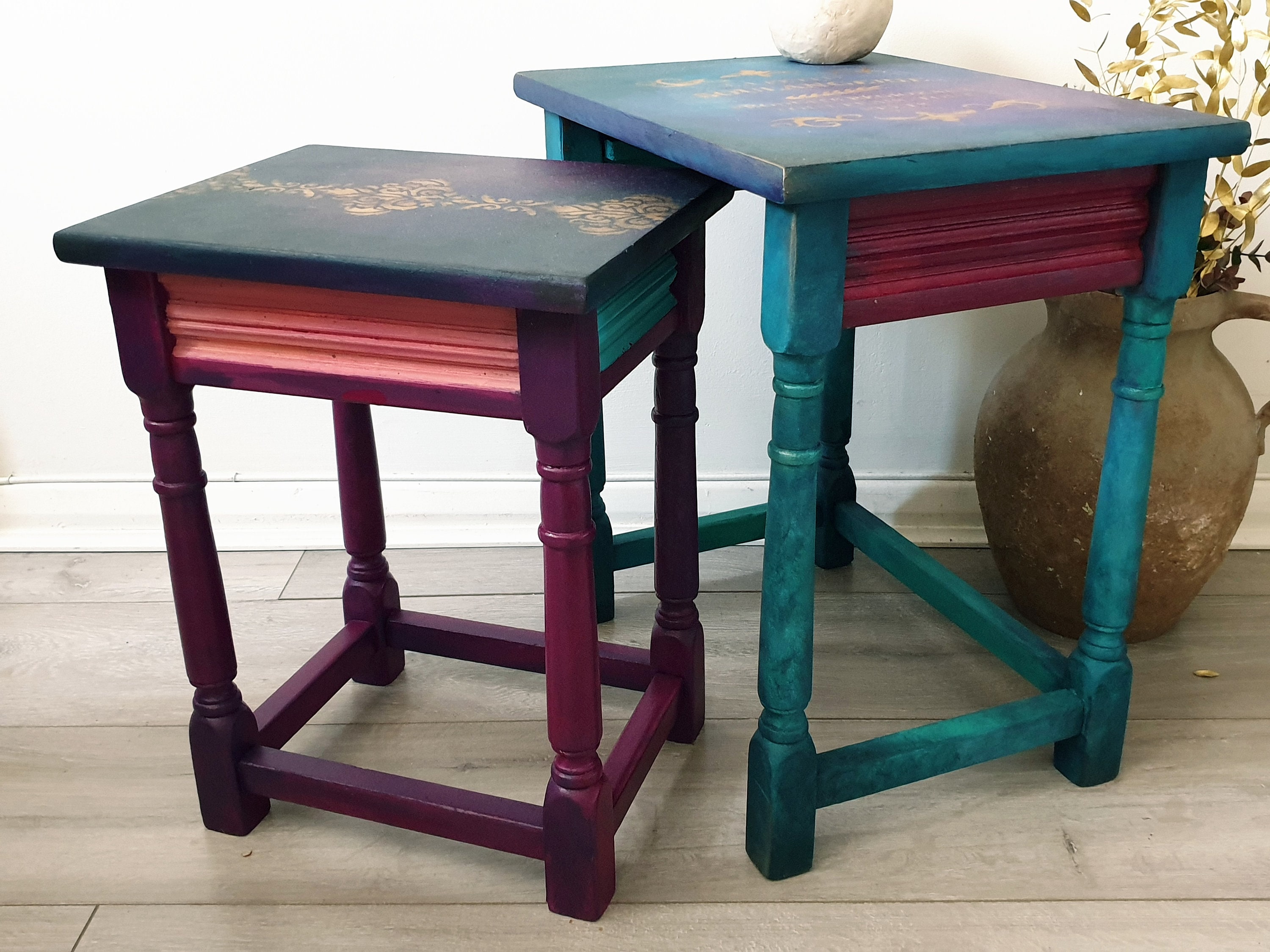 Collection ONLY From NN5, Multicolour Nest of Tables Side Accent ...