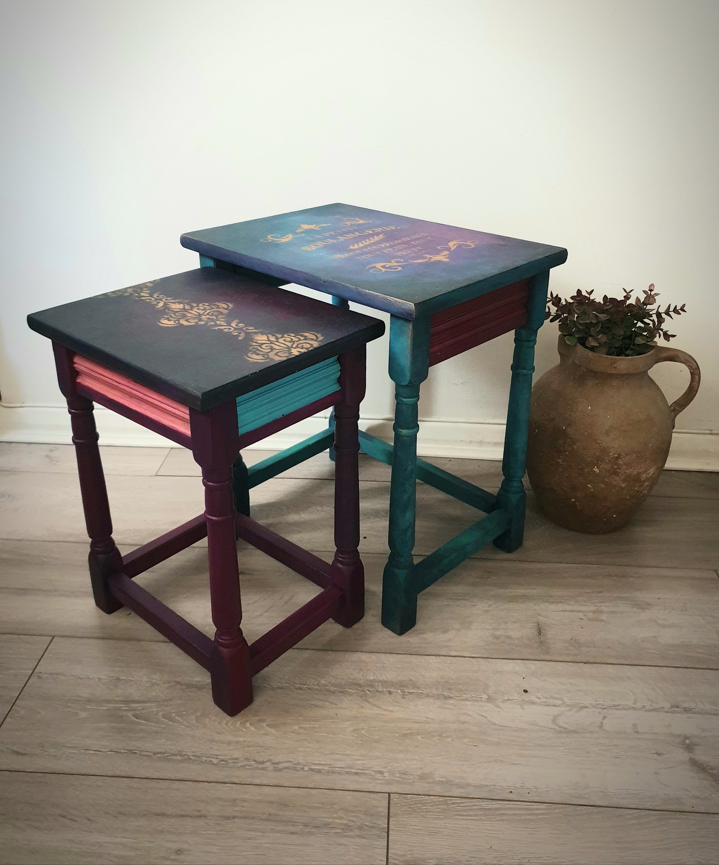 Collection ONLY From NN5, Multicolour Nest of Tables Side Accent ...