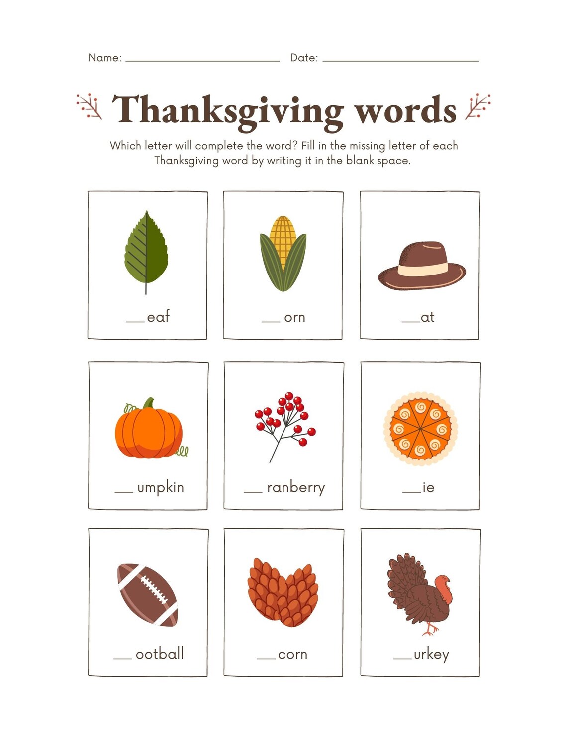 5 Fall Worksheets for Kindergarten to 2nd Grade Printable Downloads - Etsy