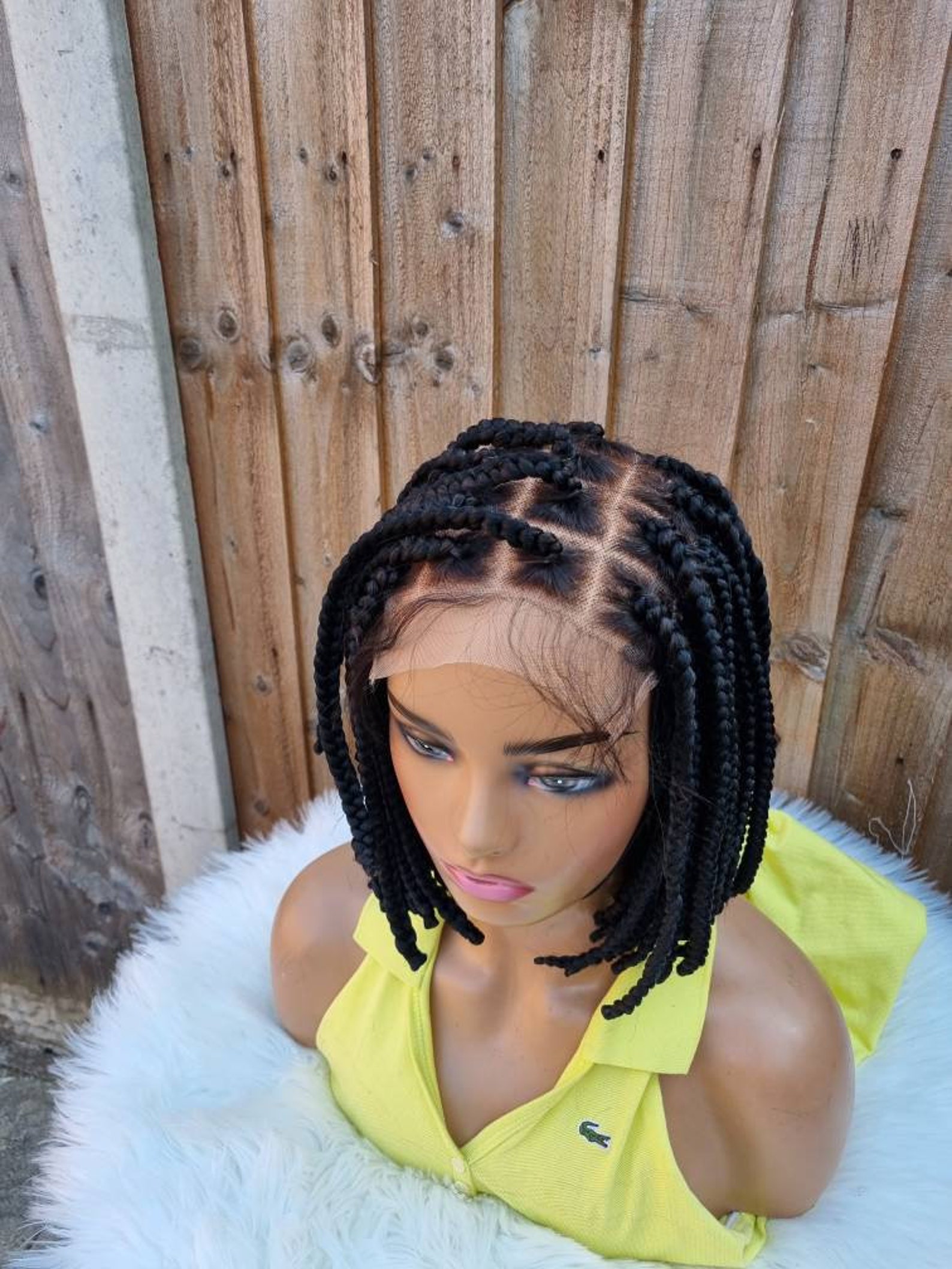 Handmade Braided Box Braids Bob Wig 6 6 Closure Mini - Etsy UK