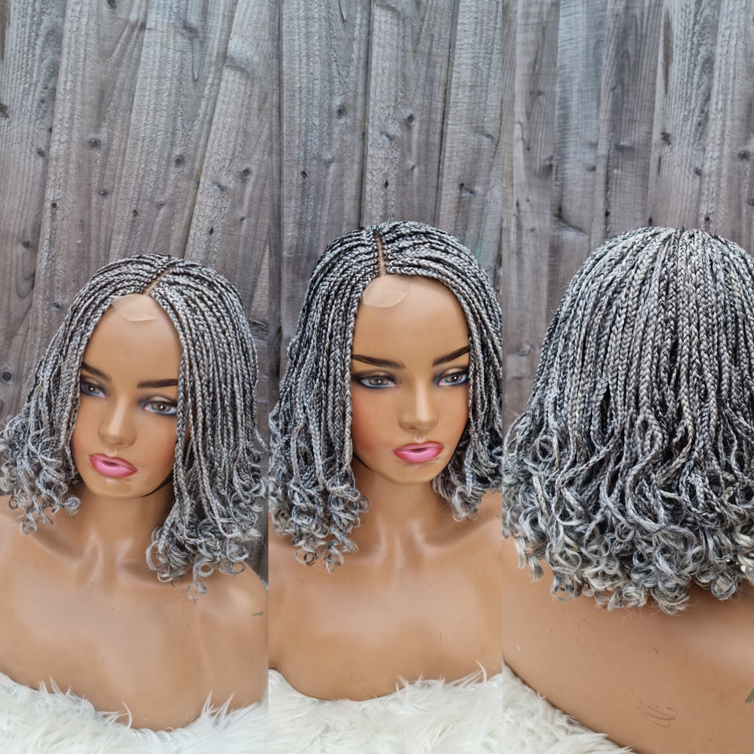 Handmade Braided Gray Curly Tips Closure Braids (12 Inch) Pre_order - Etsy