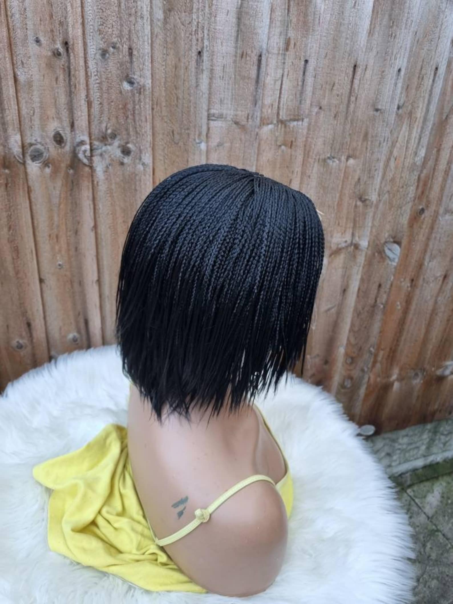 Handmade Braided Micro Braids Center Part Cornrow Feathers Wig 8/10 ...