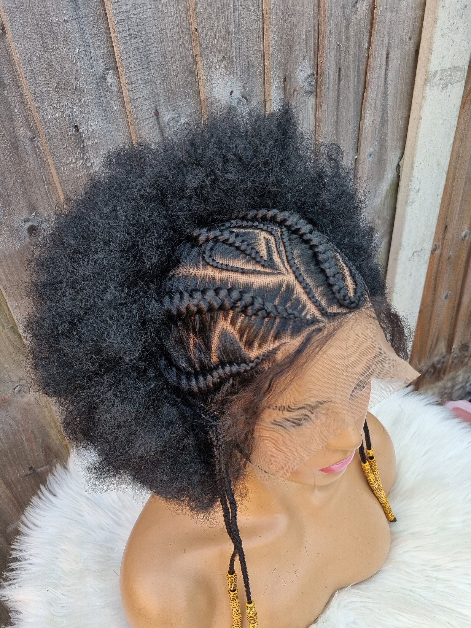Handmade Braided Tribal Cornrow Afro Wig Made With 13×6 Frontal.(ready ...