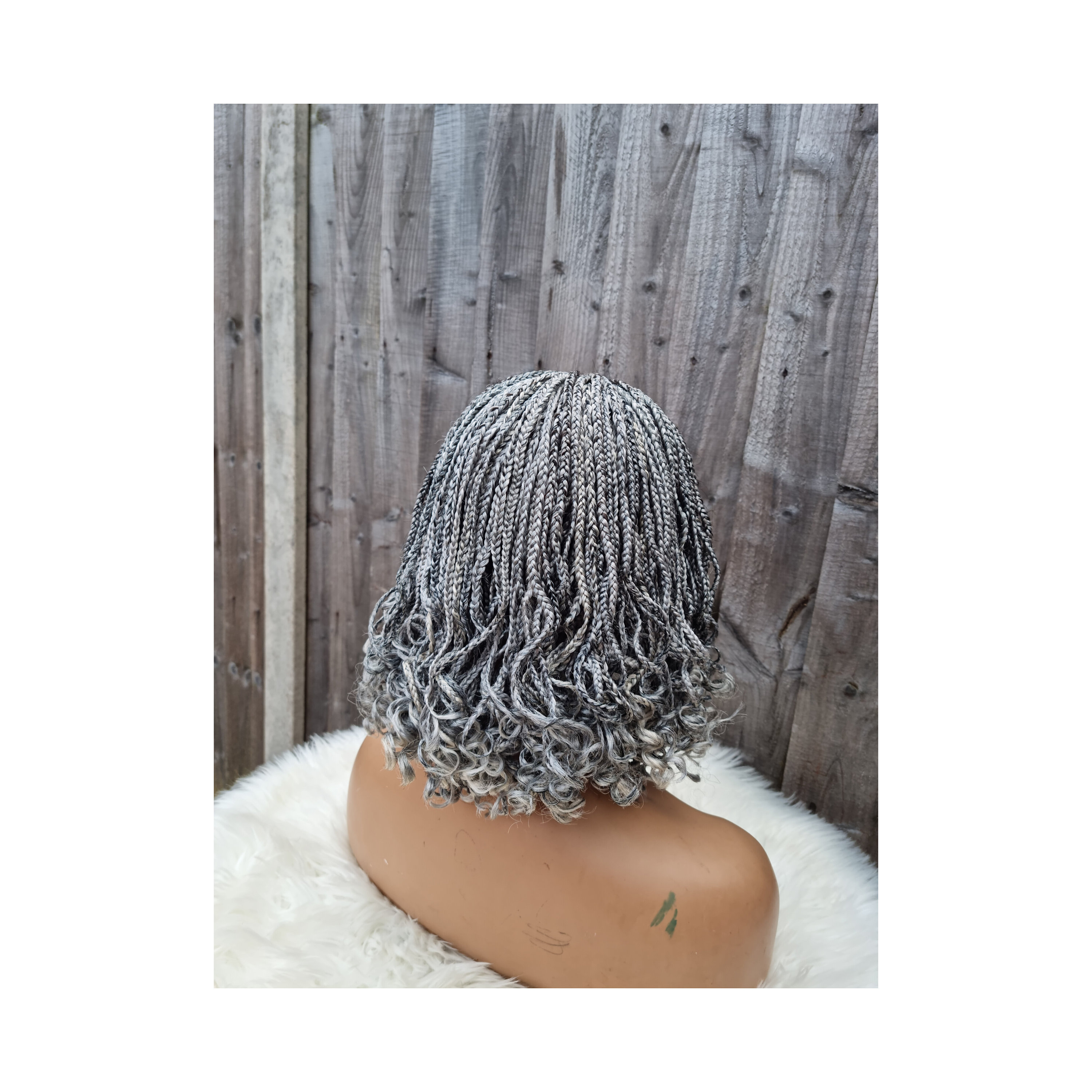 Handmade braided Gray Curly tips closure braids (12 inch) | mgmforex.com