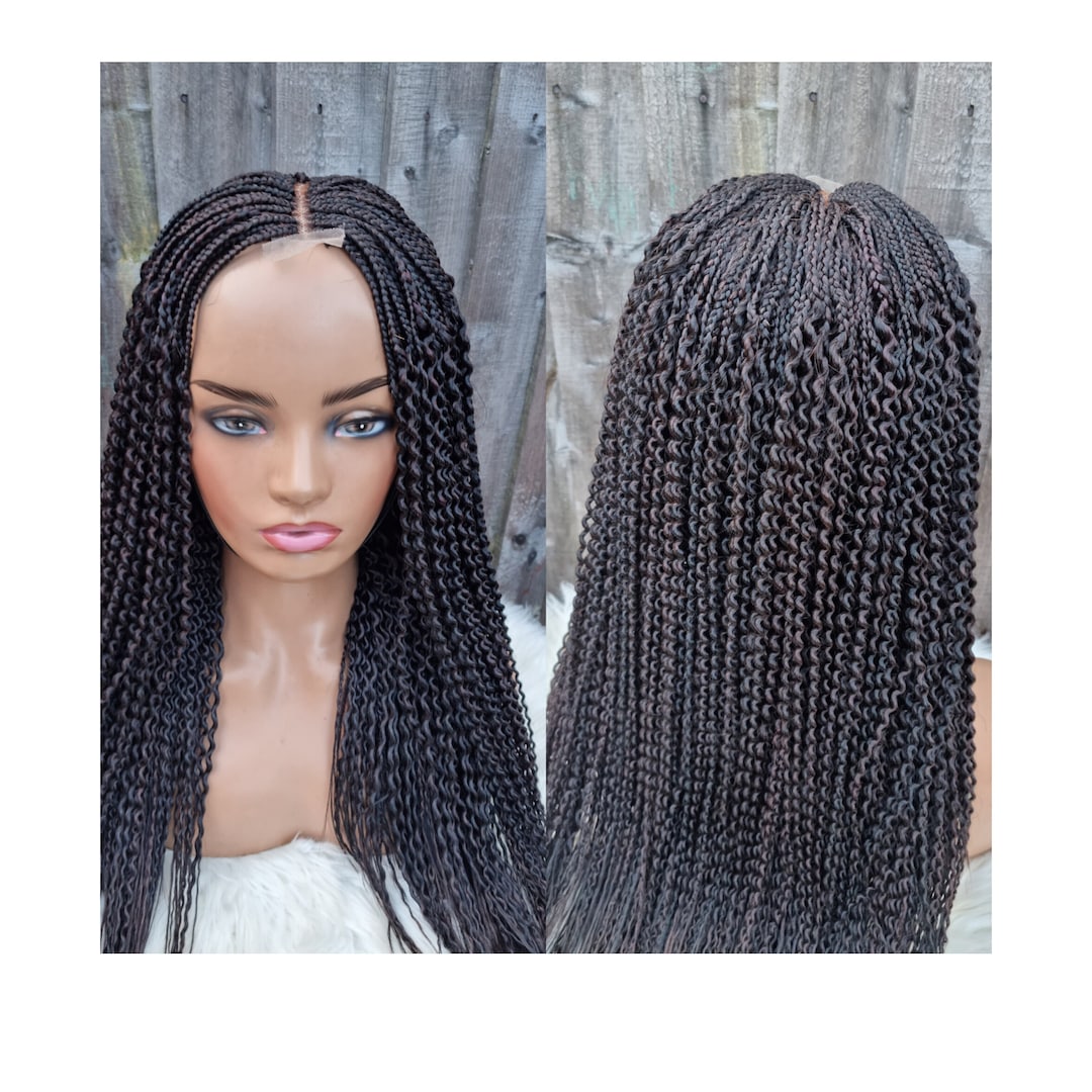 Handmade Braided Spiral Curls Closure Wig /watermelon Braids/ Curly ...