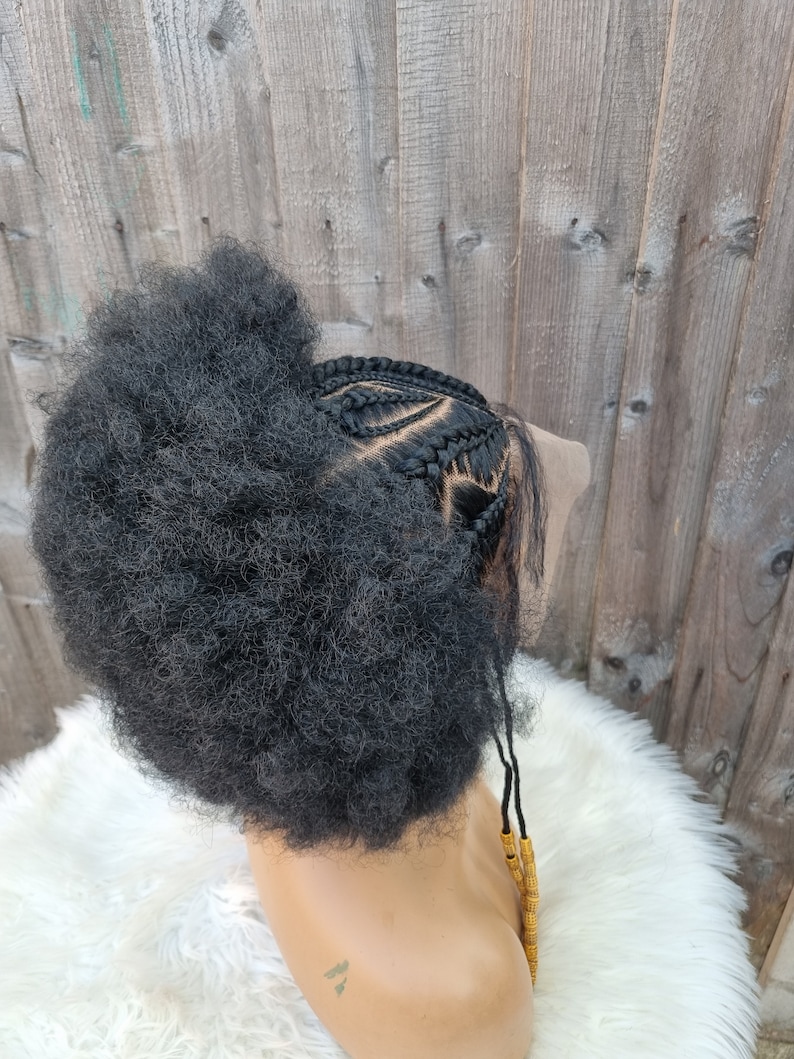 Handmade Braided Tribal Cornrow Afro Wig Made With 13×6 Frontal.(ready ...