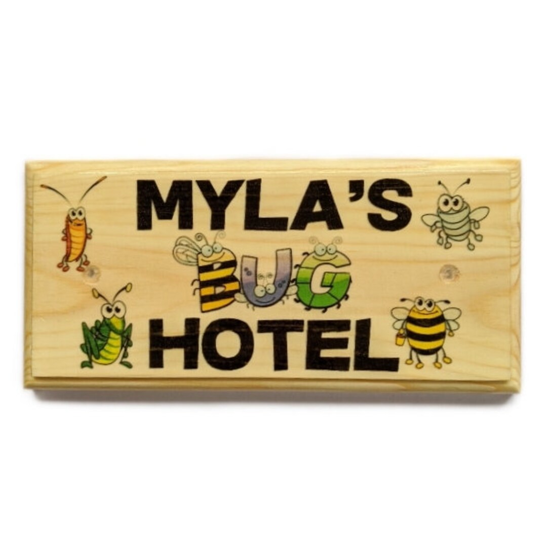 Personalised Bug Hotel Sign, Childrens Bug Hotel Plaque for Garden, Bug ...