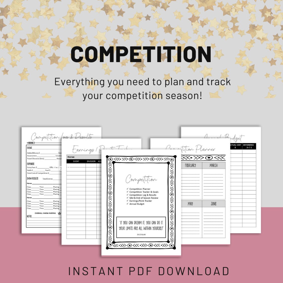 Competition | Barrel Racing Logbook | Goal Setting Planner Download ...