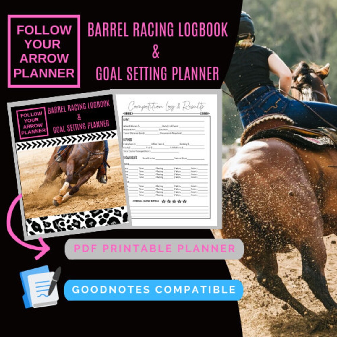 Barrel Racing Logbook | Goal Setting Planner | Rodeo Journal | Horse ...
