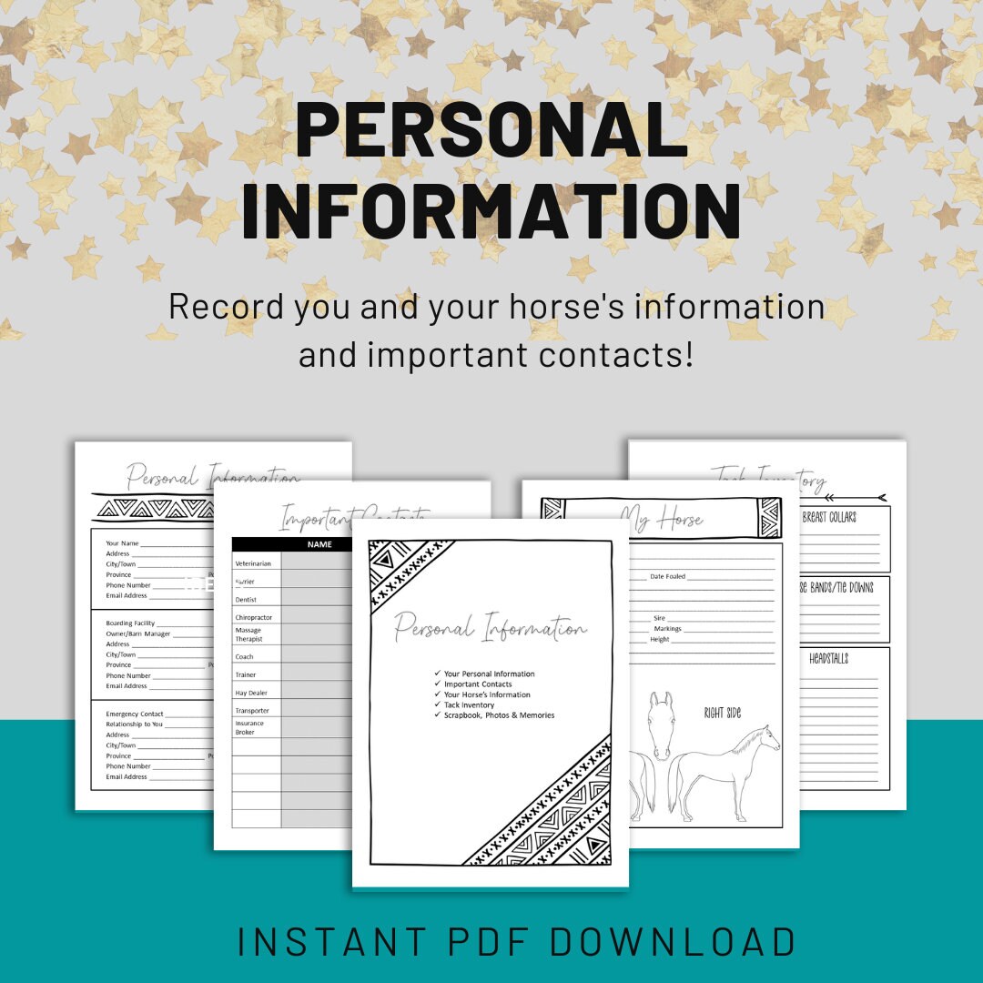 Personal Information | Barrel Racing Logbook | Goal Setting Planner ...
