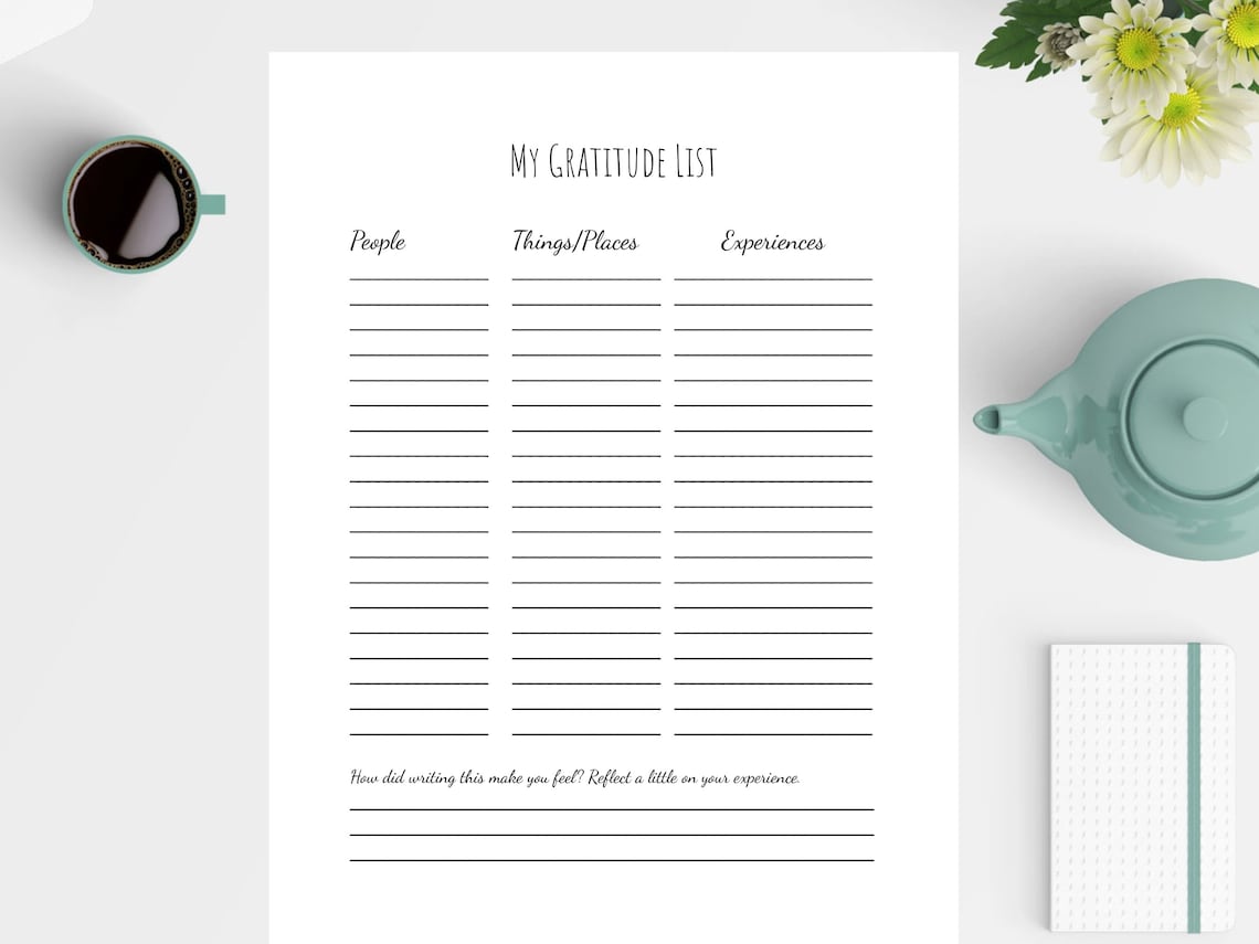 Gratitude List Printable | Printable PDF | Self-care Printable ...