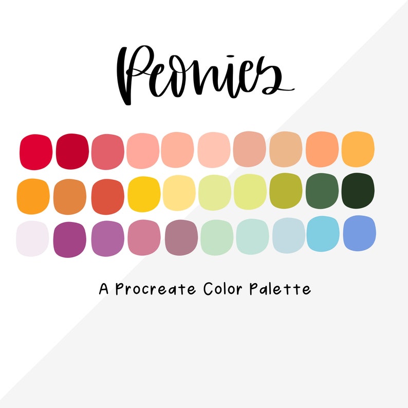 Peonies Procreate Color Palette, Floral Color Palette, Color Swatches ...