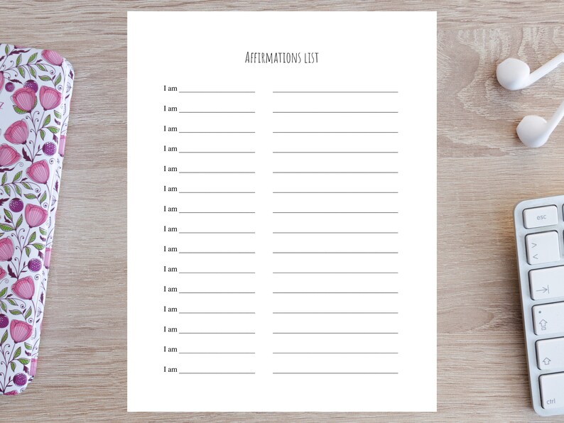 Affirmations List Printable | Affirmation Sheet PDF | Digital Download ...