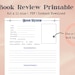 Book Review Template, Printable Book Review, Printable PDF, Book Club ...