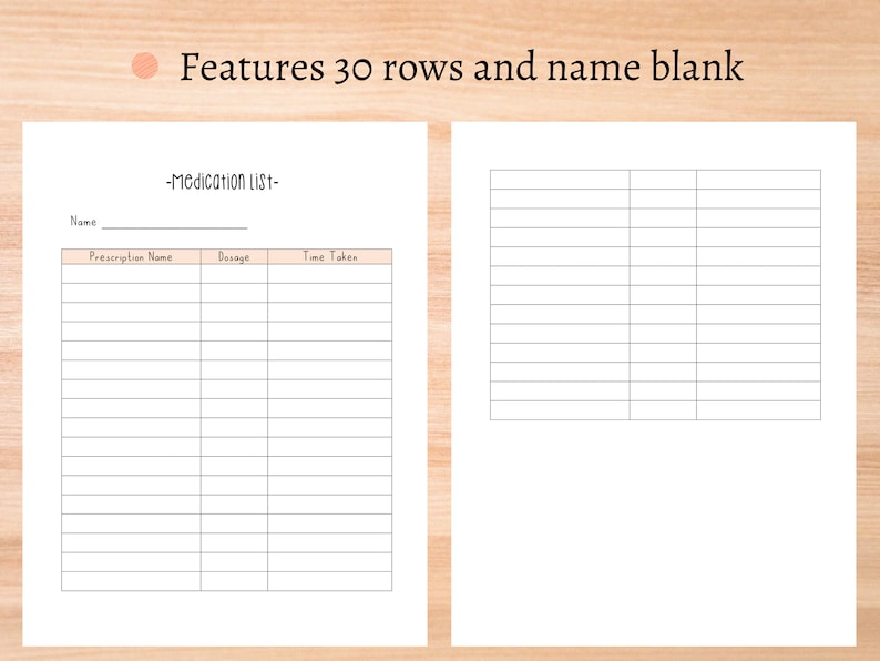 Medication List Printable Printable PDF List Medication Tracker - Etsy
