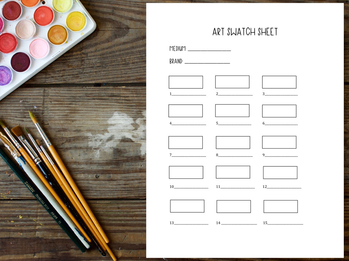 Art Swatch Printable Chart | Printable Color Swatch Sheet | PDF File - Etsy