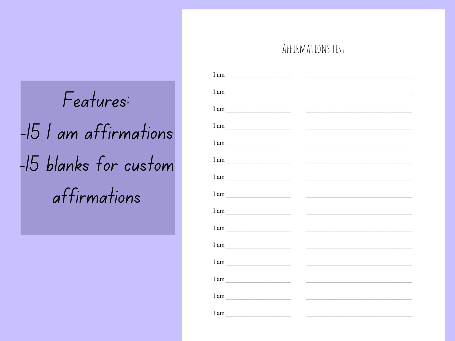 Affirmations List Printable | Affirmation Sheet PDF | Digital Download ...