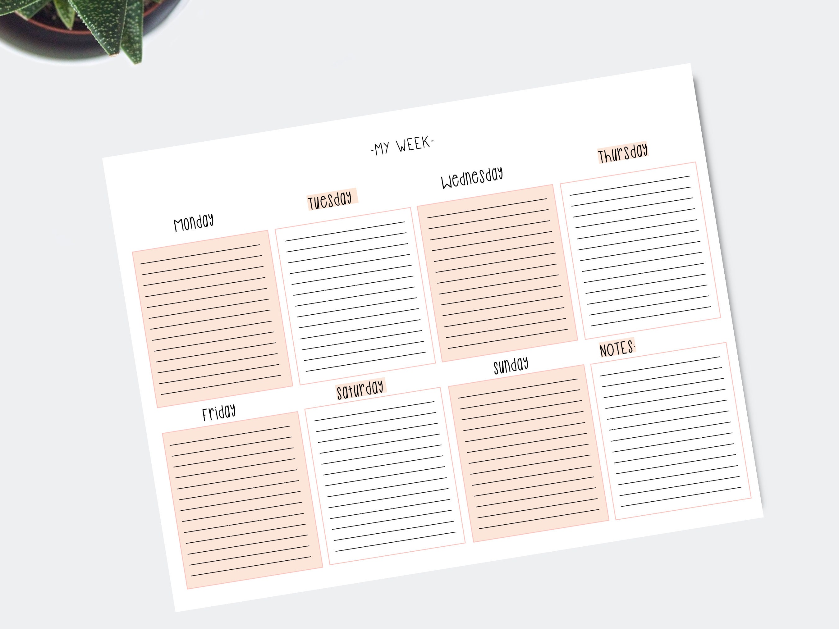 My Week Planner Sheet, Weekly Planner, Weekly Notes Printable PDF - Etsy