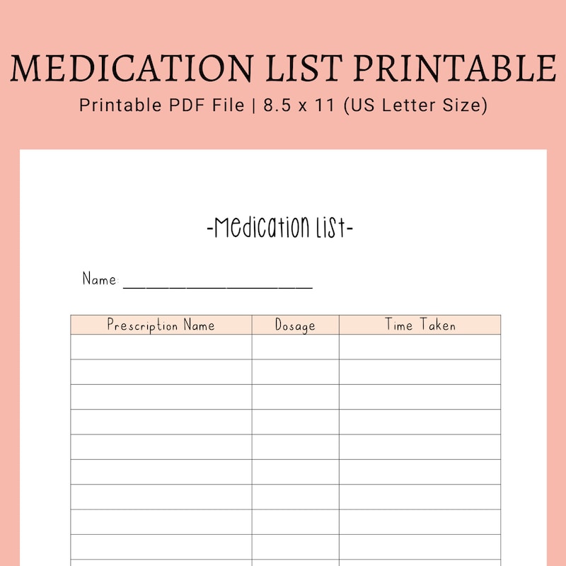 Medication List - Etsy