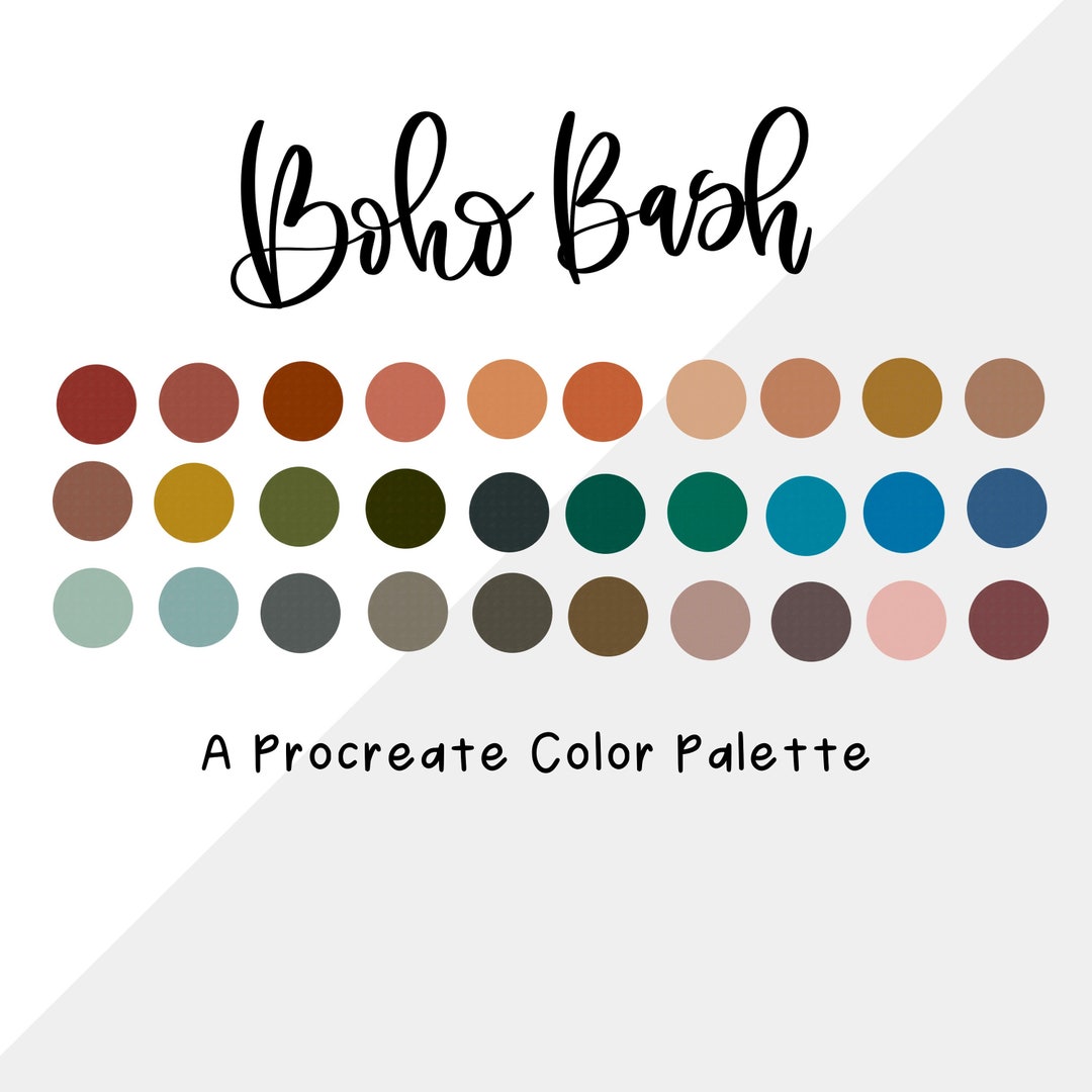 Boho Procreate Color Palette, Boho Bash Color Palette, Color Swatches ...