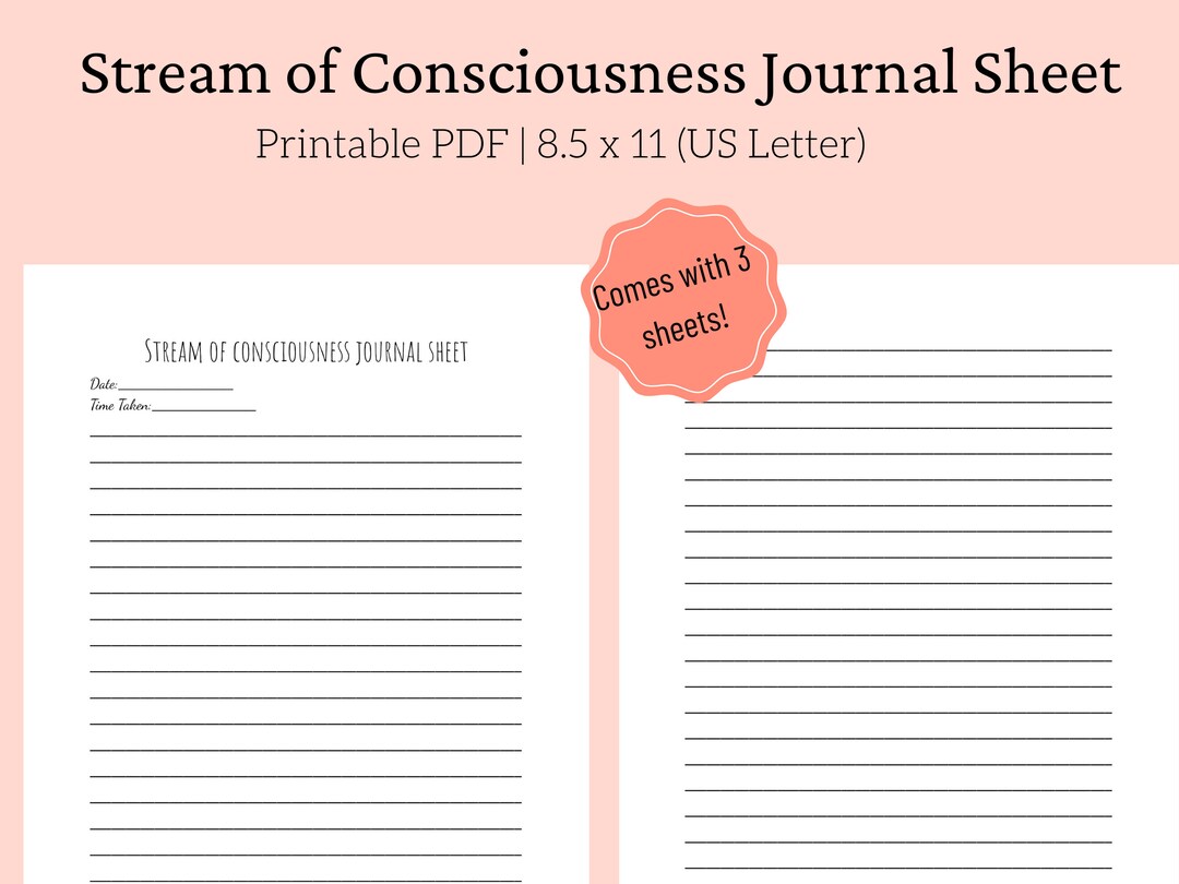 Stream of Consciousness Journal Printable | Printable PDF | Printable ...