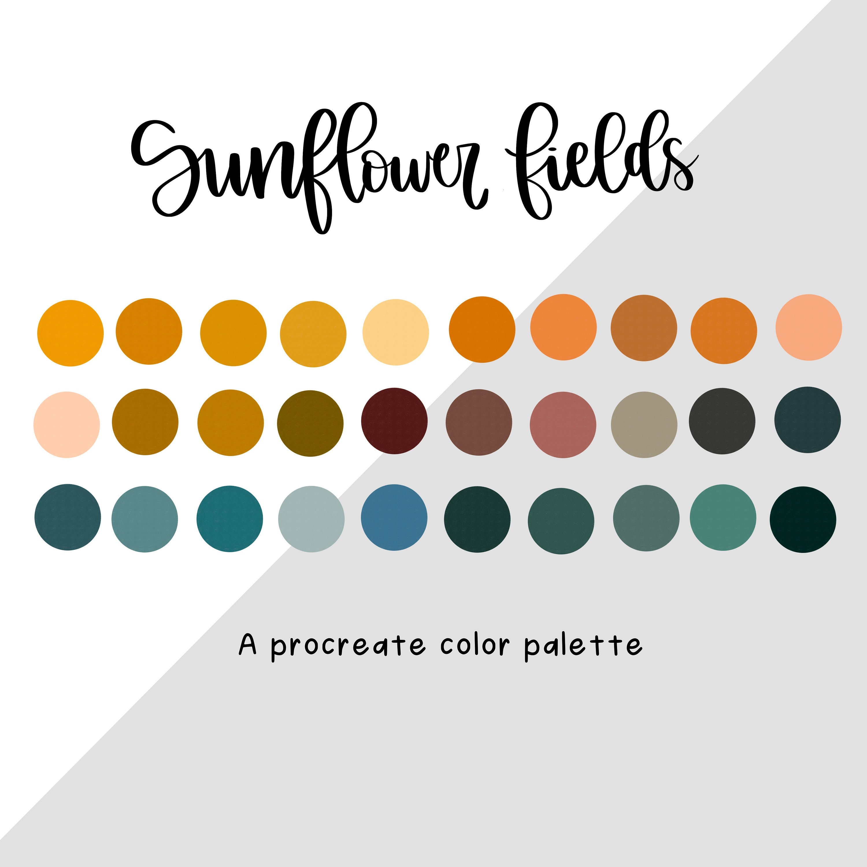 Sunflower Fields Procreate Color Palette, Color Swatches, iPad ...