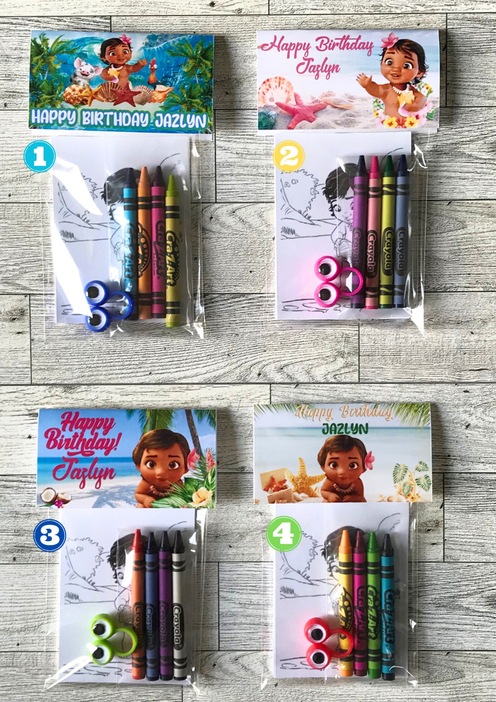 Baby Moana Coloring Party Favors With Crayons Baby Moana Birthday Moana ...