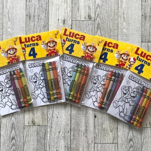 Super Mario Bros Coloring Party Favor Pouch & Crayons-birthday Theme ...