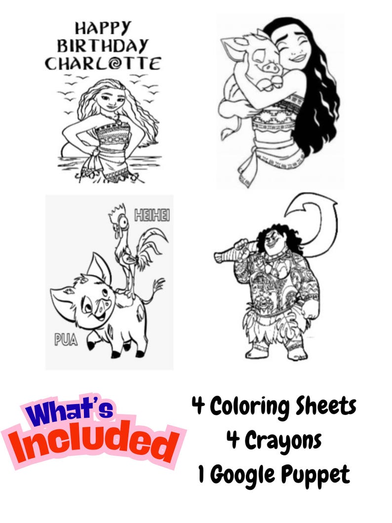 Moana Maui Coloring Party Favors With Crayons| Moana Maui Birthday ...
