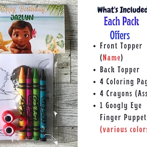 Baby Moana Coloring Party Favors With Crayons| Baby Moana Birthday ...