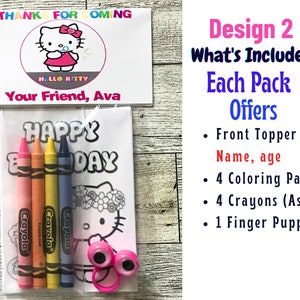 Hello Kitty Finger Puppet Coloring Party Favor Kit With Crayons, Kitten ...