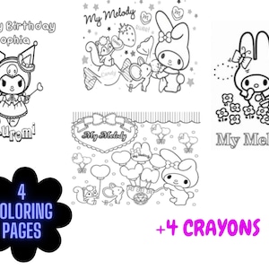 Kuromi Melody Coloring Party Favor Kit With Crayons, Kuromi Birthday ...