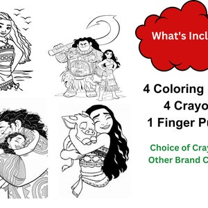 Moana Maui Coloring Party Favors With Crayons Moana Maui Birthday Moana ...