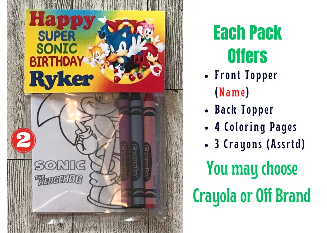 Sonic the Hedgehog Coloring Packs Sonic the Hedgehog Party - Etsy