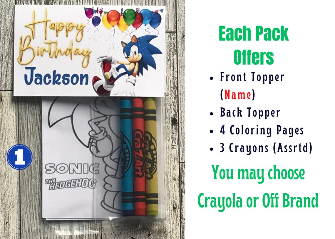 Sonic the Hedgehog Coloring Packs Sonic the Hedgehog Party - Etsy