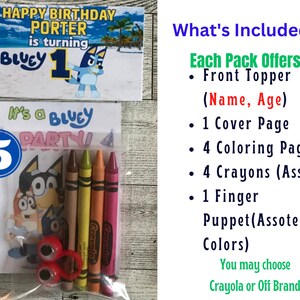 Sticky Gecko Bluey Birthday Party Coloring Book Set | Bluey Party ...