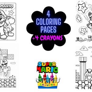 Super Mario Bros Coloring Party Favor Pouch & Crayons-birthday Theme ...