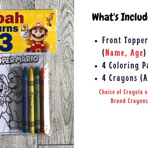 Super Mario Bros Coloring Party Favor Pouch & Crayons-birthday Theme ...