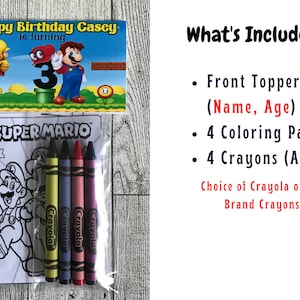 Super Mario Bros Coloring Party Favor Pouch & Crayons-birthday Theme ...