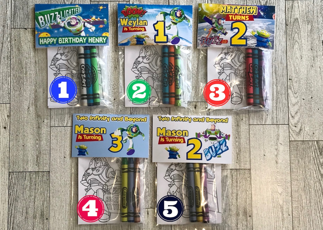 The Buzz Lightyear Coloring Party Favor Pouch & Crayons-birthday Theme ...