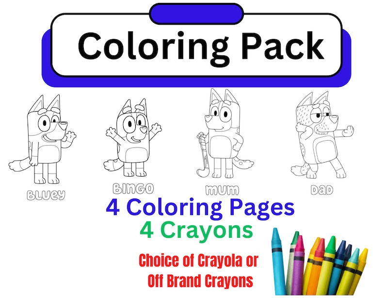 Sticky Gecko Bluey Birthday Party Coloring Book Set Bluey - Etsy