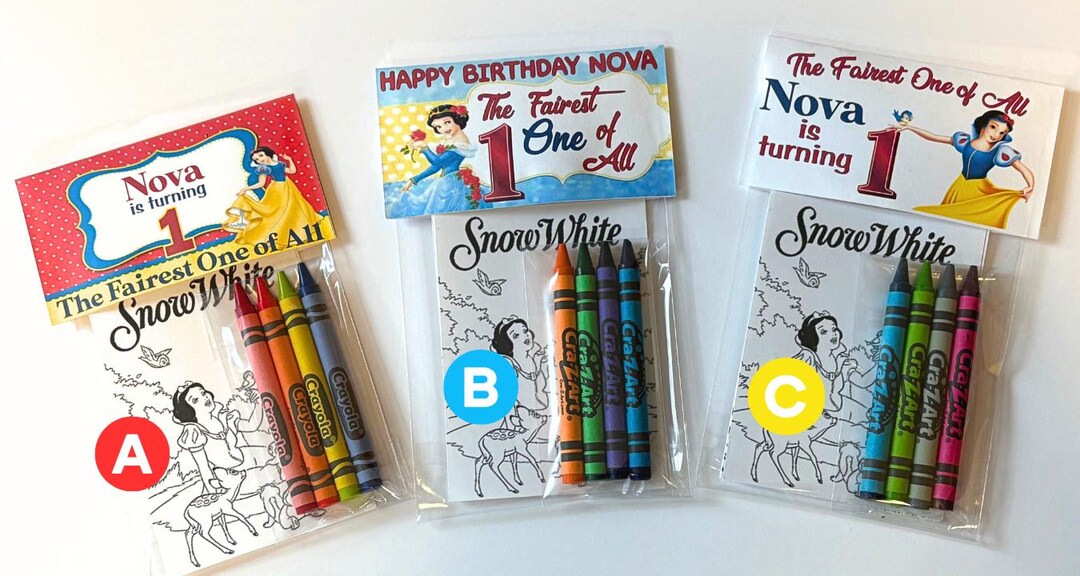 Snow White Coloring Party Favor Pouch & Crayons-birthday Theme ...