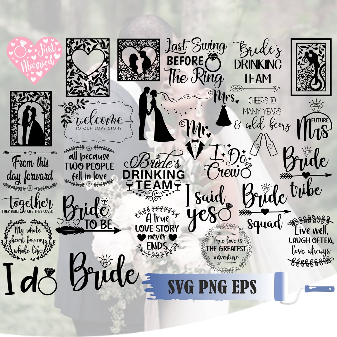 Wedding SVG Bundle, Wedding Cut File, Bride SVG, Groom Svg, Wedding ...